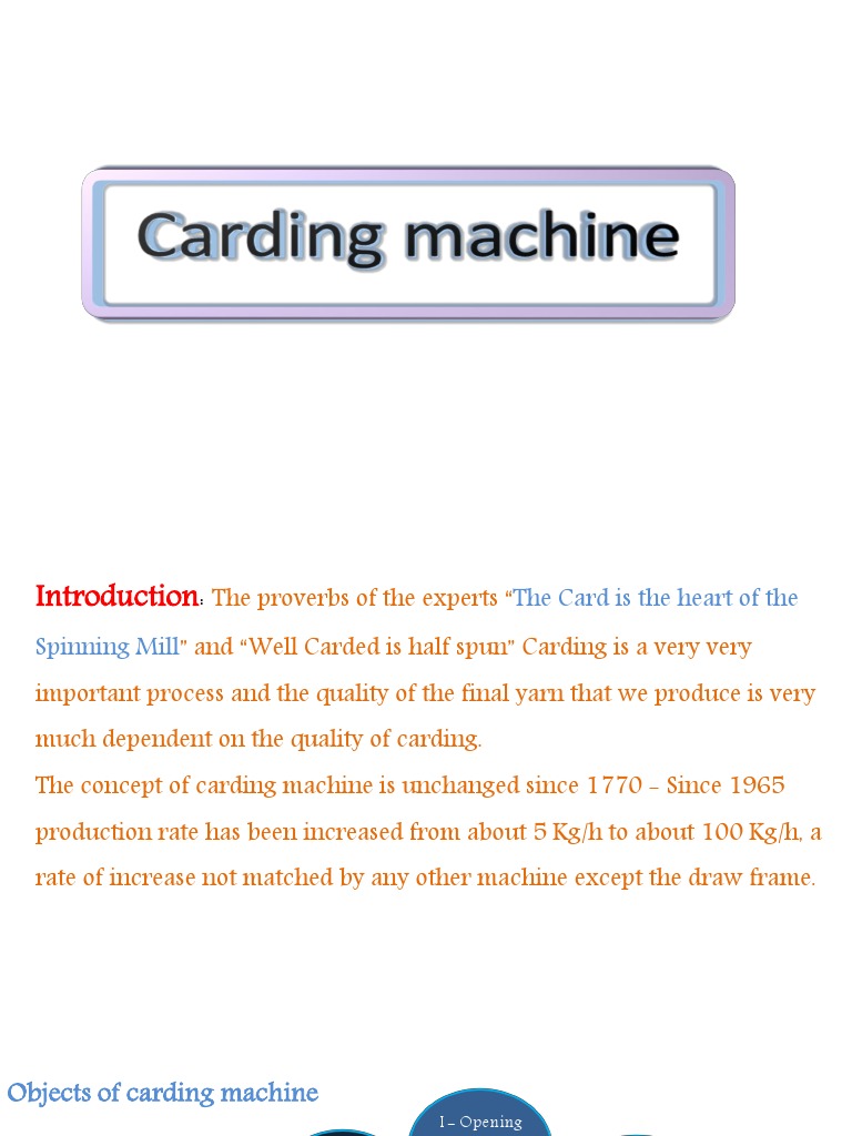 Lect4 - Carding Machine 1 | PDF | Spinning (Textiles) | Mechanical Engineering