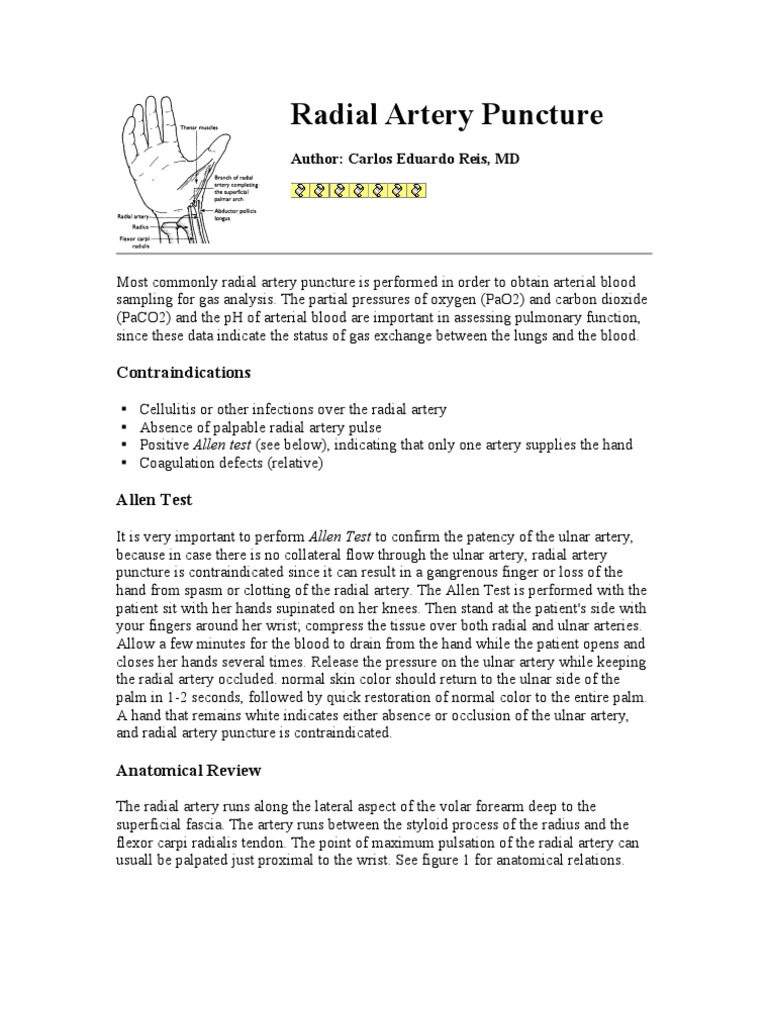 Radial Artery Puncture | PDF | Clinical Medicine | Medical Specialties