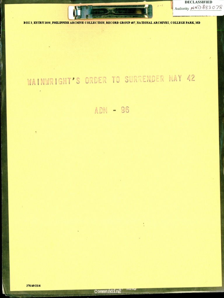 Wainwright's Surrender Orders | PDF | Science & Mathematics