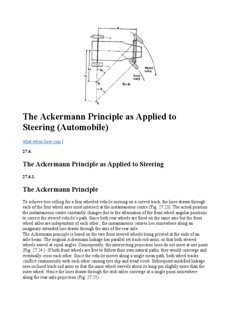 The Ackermann Principle As Applied To Steering | PDF | Steering | Angle