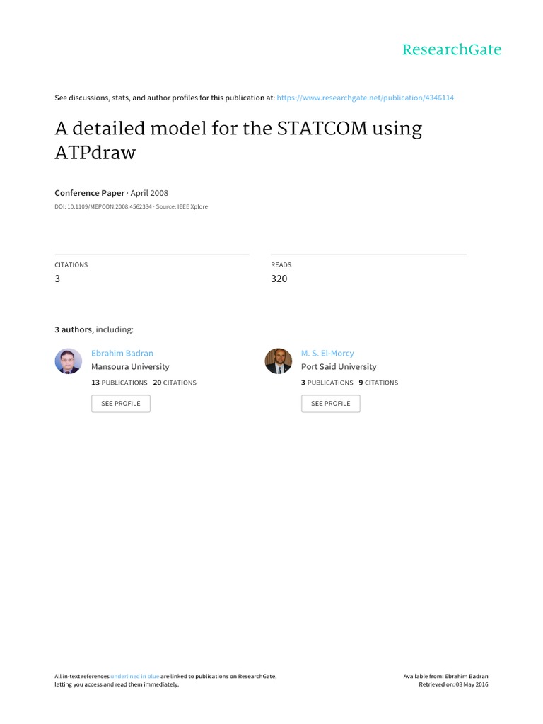 Statcom Using Atpdraw | PDF | Power Electronics | Electrical Network