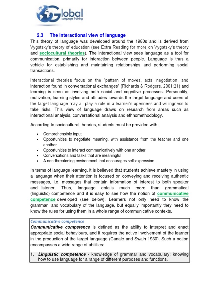 Mod - 2 - 2.3 The Interactional View of Language | PDF | Second ...