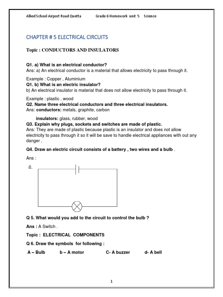 Grade 6 Unit 4 Homework | PDF | Series And Parallel Circuits | Voltage