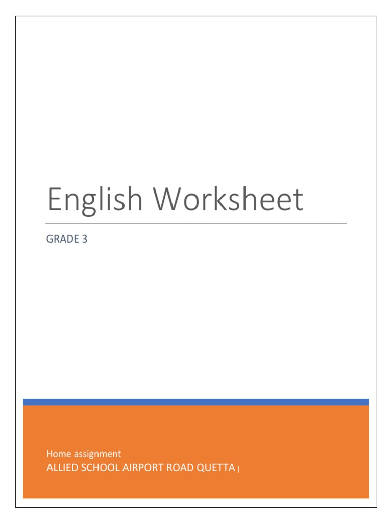 English Worksheet: Grade 3 | PDF