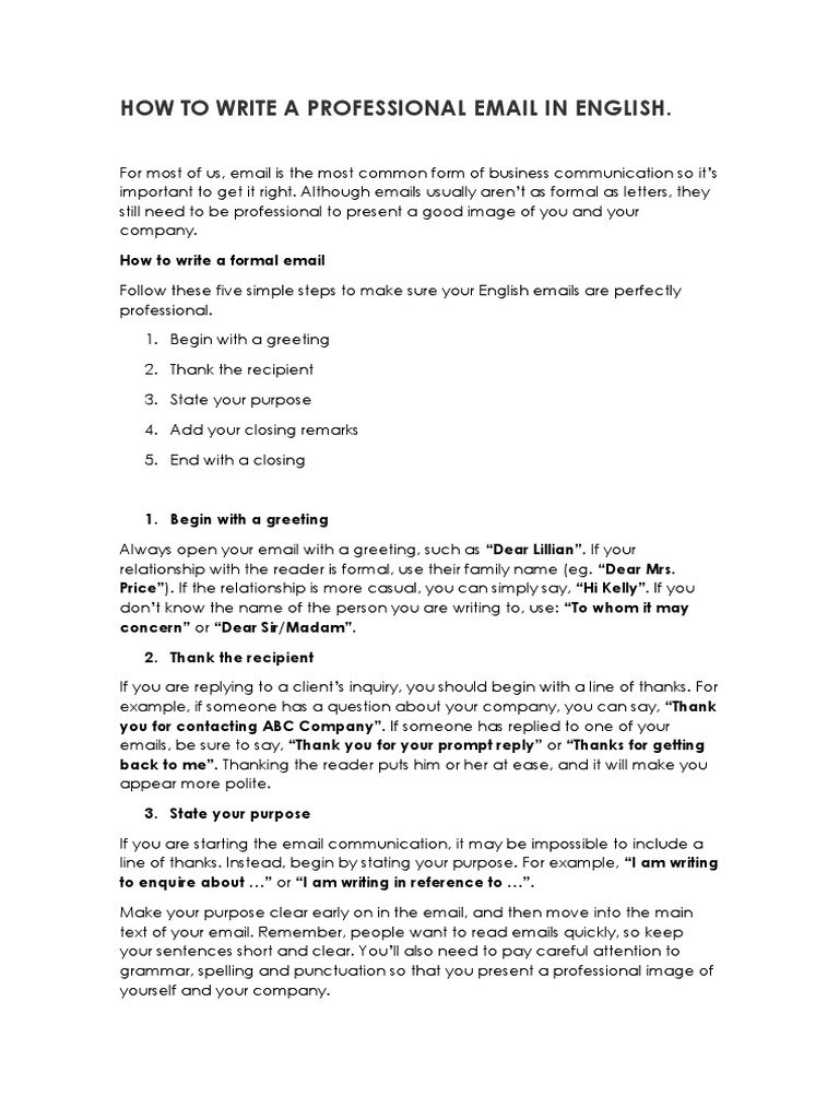How To Write A Professional Email in English | PDF | Communication