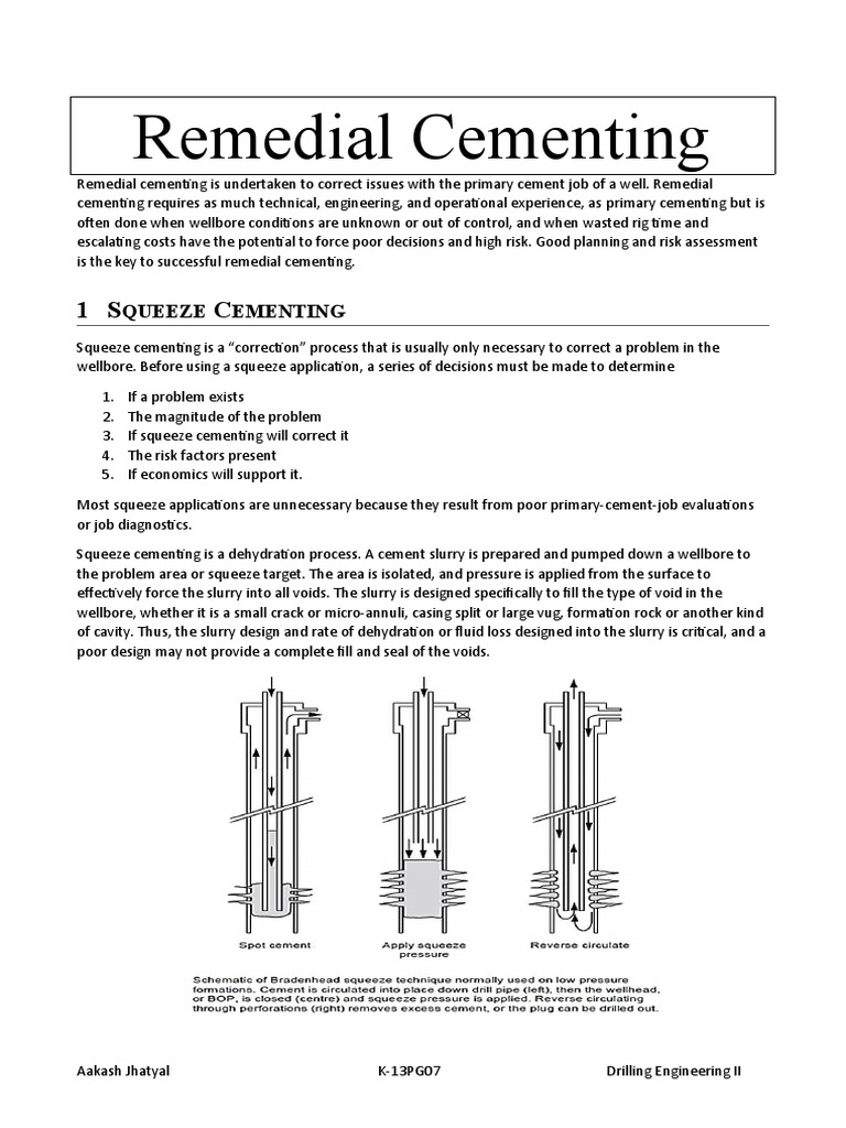 Squeeze Cementing | PDF | Casing (Borehole) | Oil Well