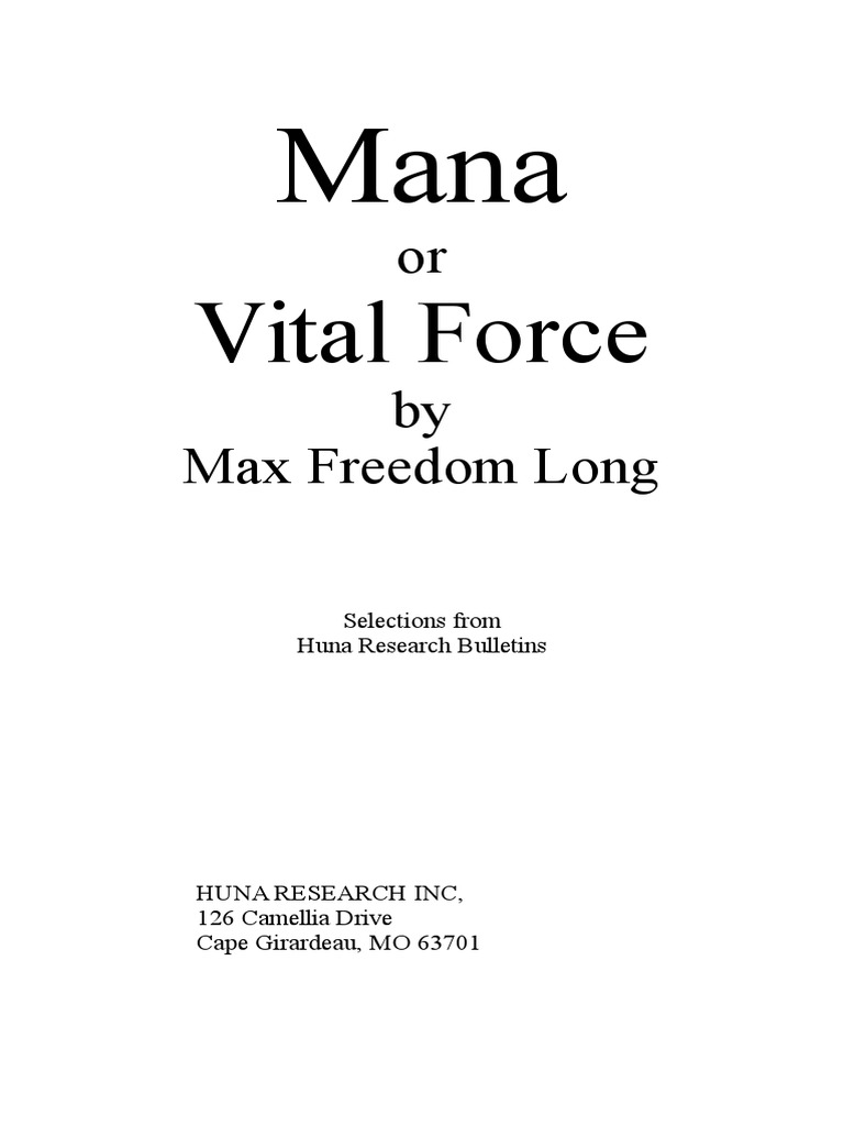 Vital Force: or by Max Freedom Long | PDF | Faith Healing | Breathing