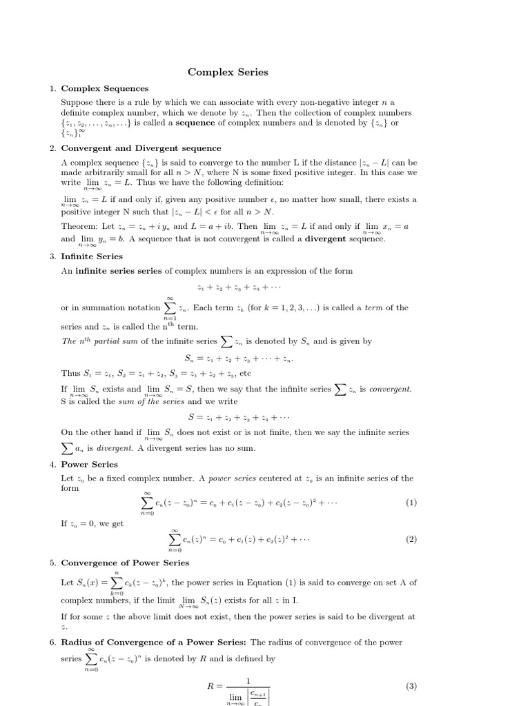 Complex Sequence and Series | PDF | Sequence | Series (Mathematics)