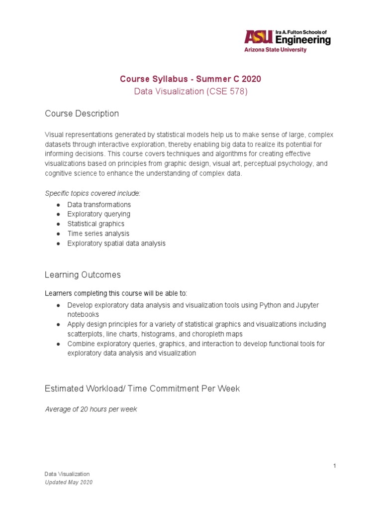 CSE - 578 - Syllabus - Summer-C-2020 Data Visualization | PDF ... CSE - 578 - Syllabus - Summer-C-2020 Data Visualization | PDF ...