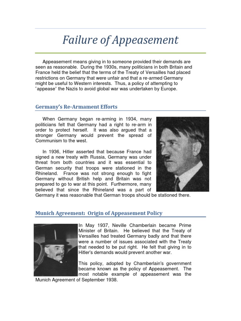 Failure of Appeasement v2 | PDF | Military | Global Politics