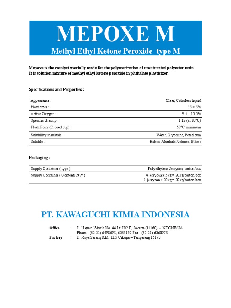 Mepoxe M: Methyl Ethyl Ketone Peroxide Type M | PDF