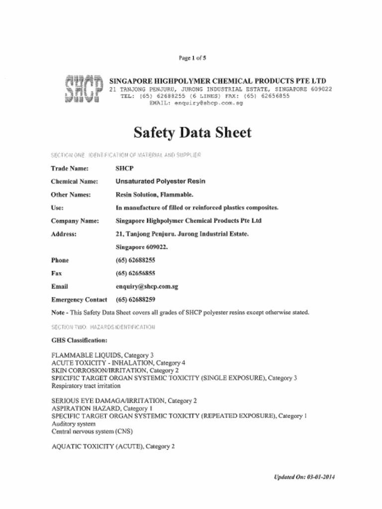 MSDS - SHCP | PDF