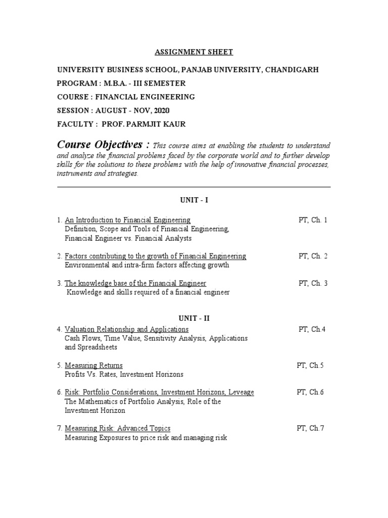 Assignment Sheet | PDF | Arbitrage | Derivative (Finance)