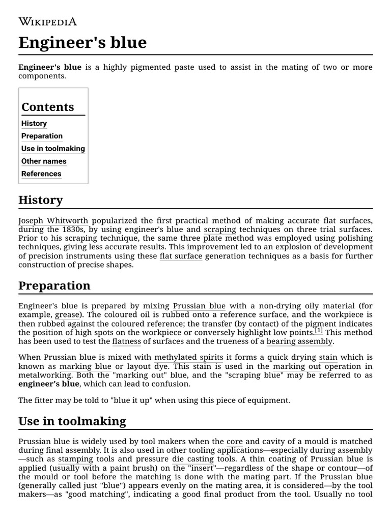 Engineer's Blue - Wikipedia | PDF | Metals | Metalworking