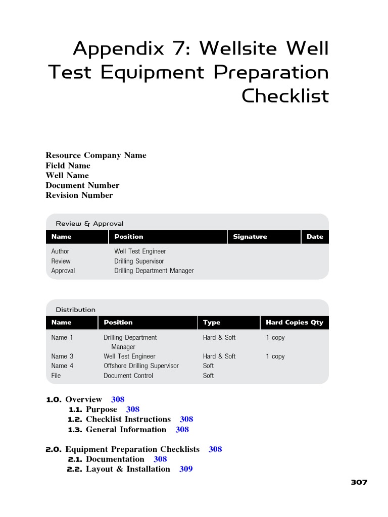 Appendix 7 - Wellsite Well Test Equipment Preparation Checklist | PDF ...