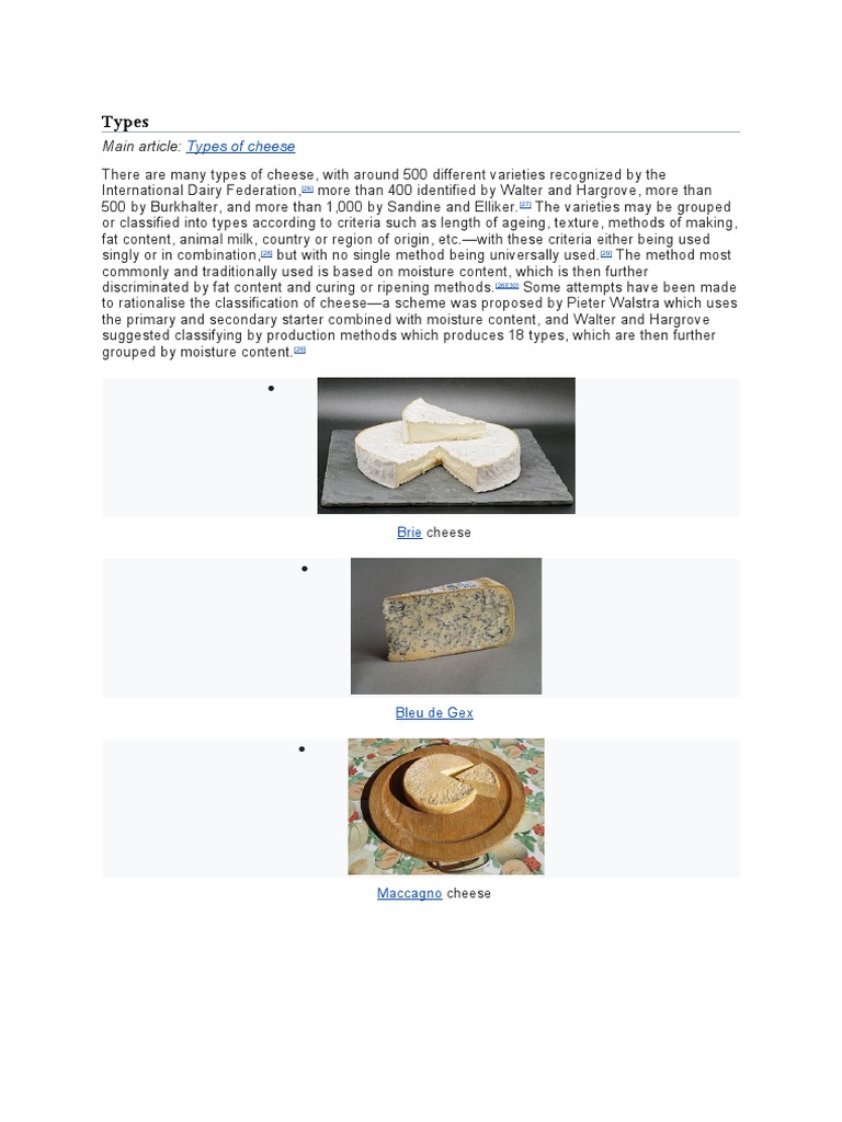 Types of Cheese | PDF | Cheese | Dairy