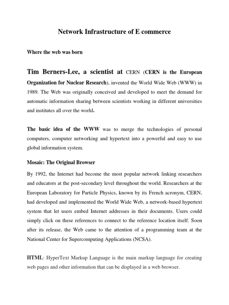 Network Infrastructure of E Commerce: Where The Web Was Born | PDF ...