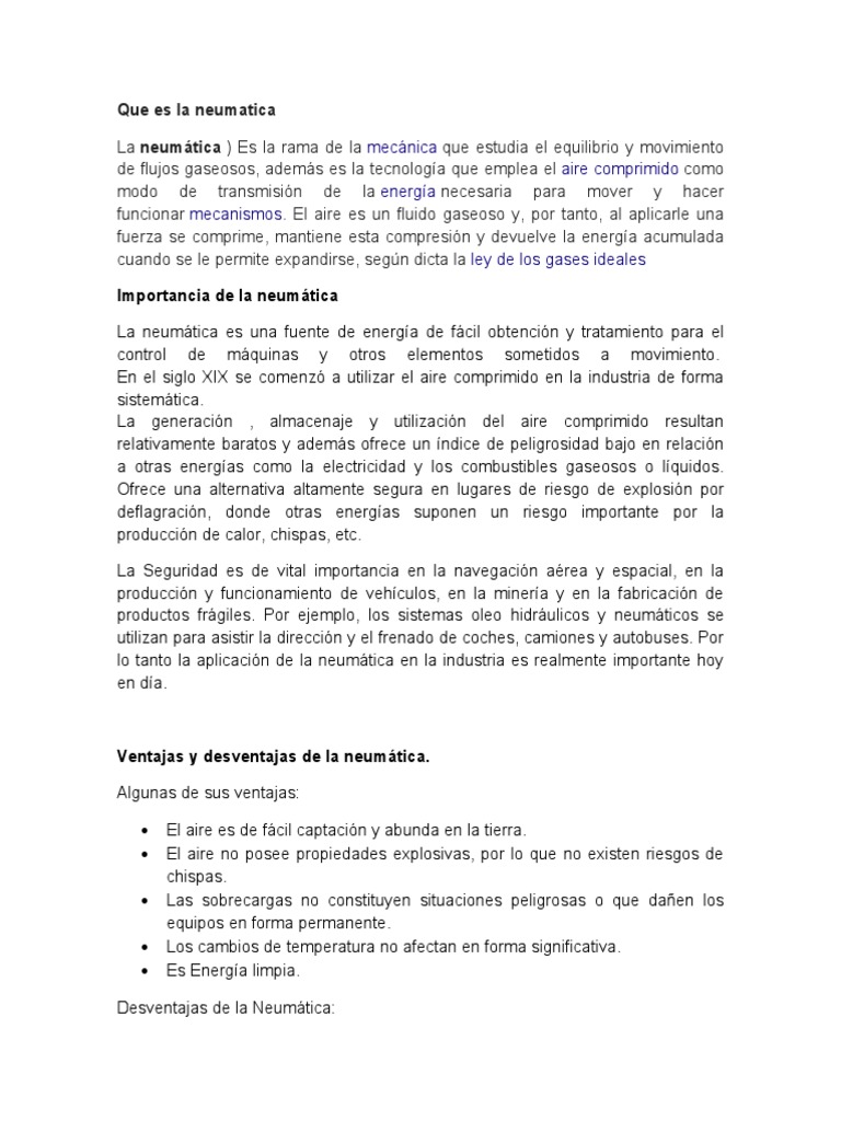 Que Es La Neumatica | PDF | Neumática | Ingeniería mecánica