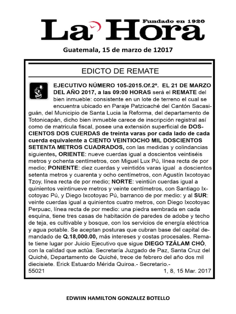 8 Edicto de Remate | PDF