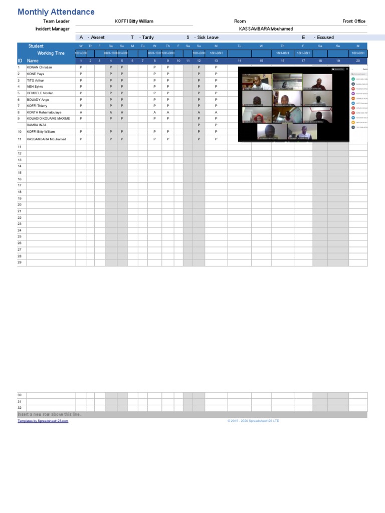 Monthly-Attendance-Tracker-June 2020 | PDF