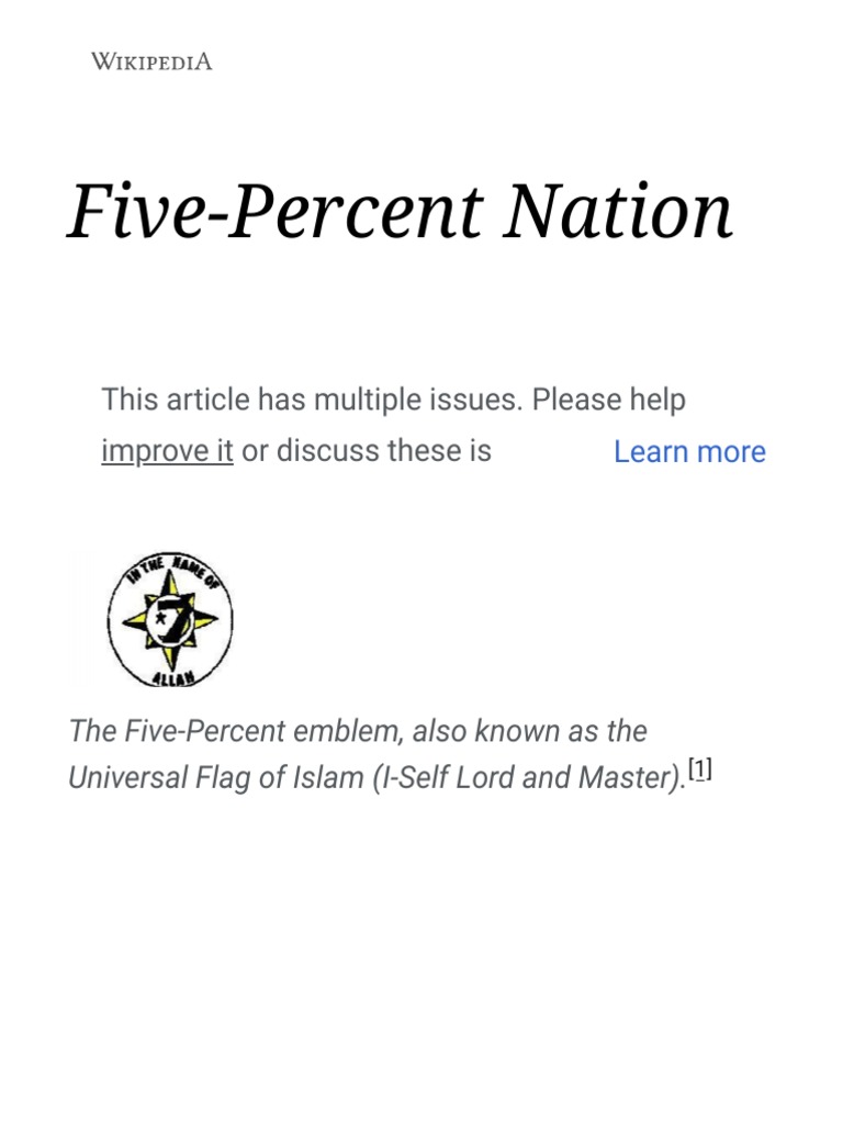 Five-Percent Nation - Wikipedia PDF | PDF | Religion And Belief