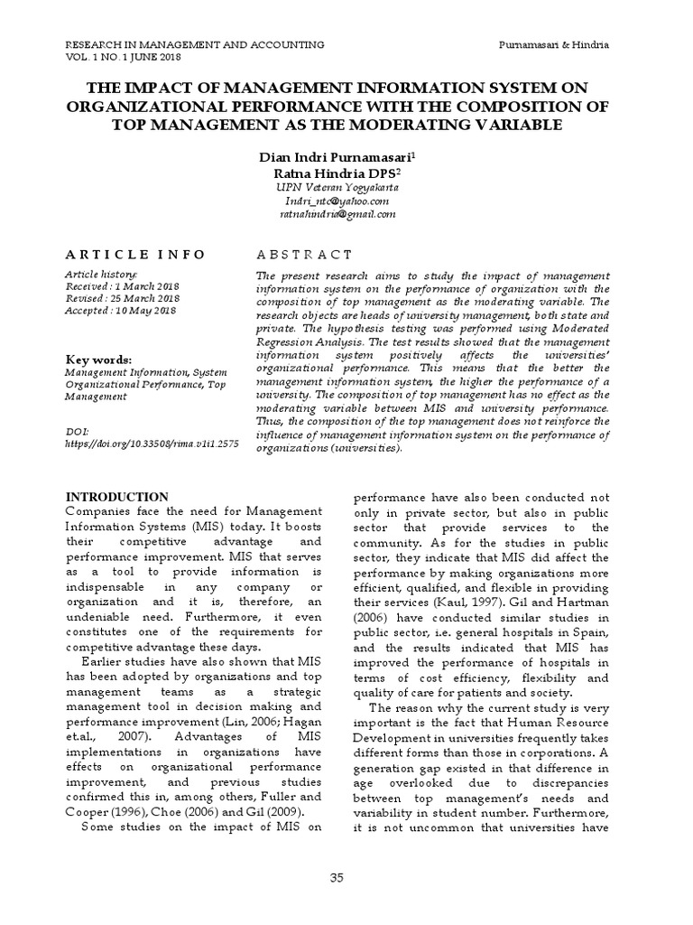 The Impact of Management Information System On Organizational ...