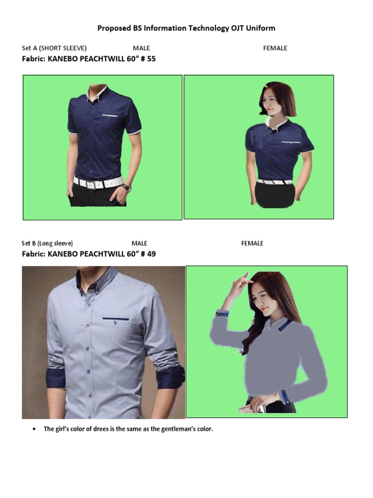 BSIT OJT Uniform Design Proposal | PDF