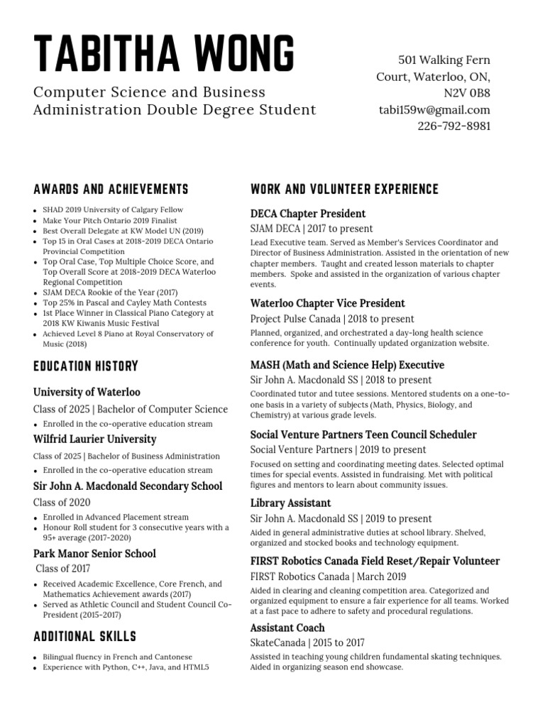 Tabitha Wongs Resume | PDF | Schools | Behavior Modification