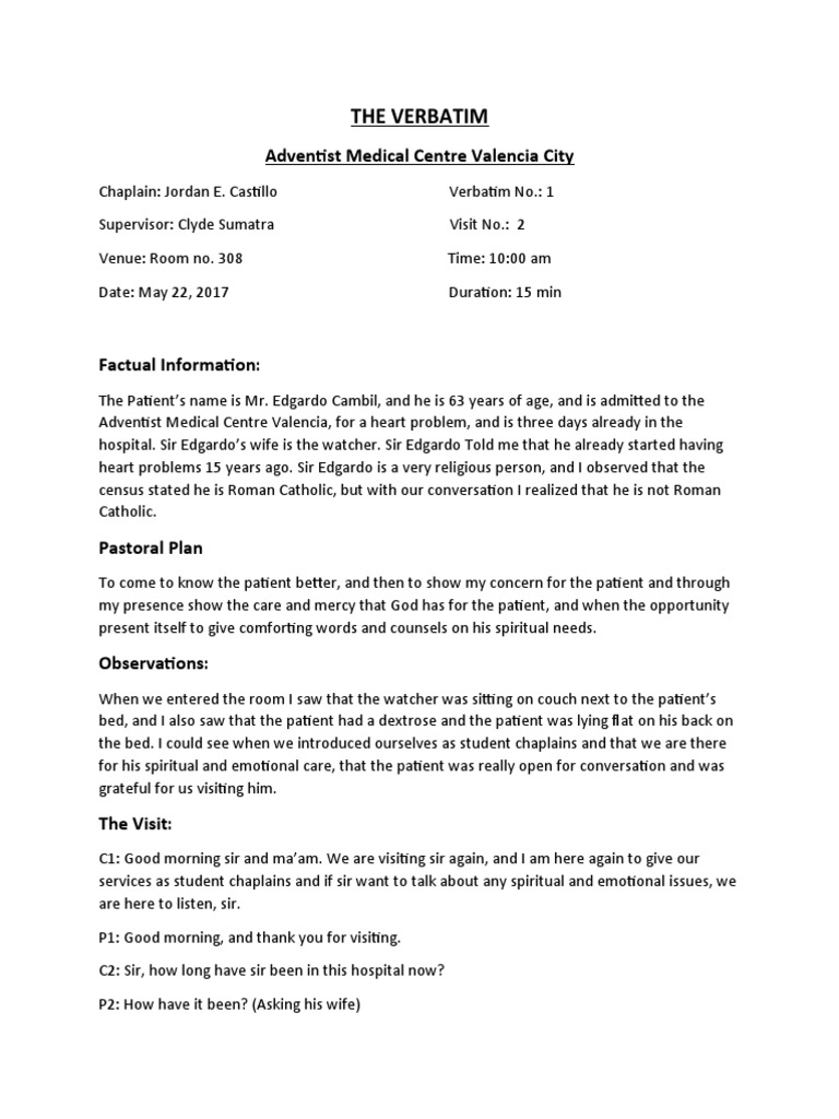 The Verbatim | PDF | Assurance (Theology) | Seventh Day Adventist Church