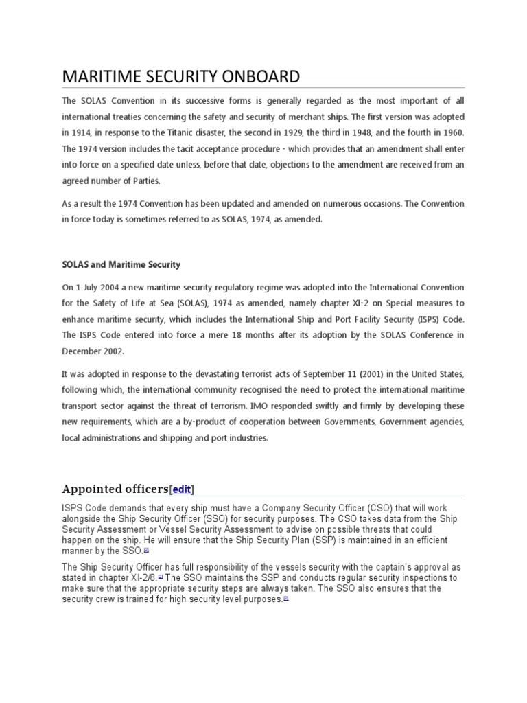 Isps Code and Its Maritime Security | Download Free PDF | Shipping | Safety