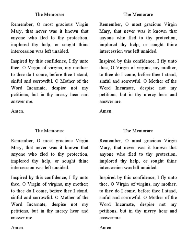 Memorare Prayer and Novena Guide | PDF | Wellness