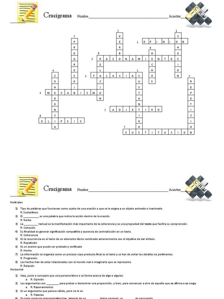 Crucigrama Listo | PDF | Argumento | Proposición