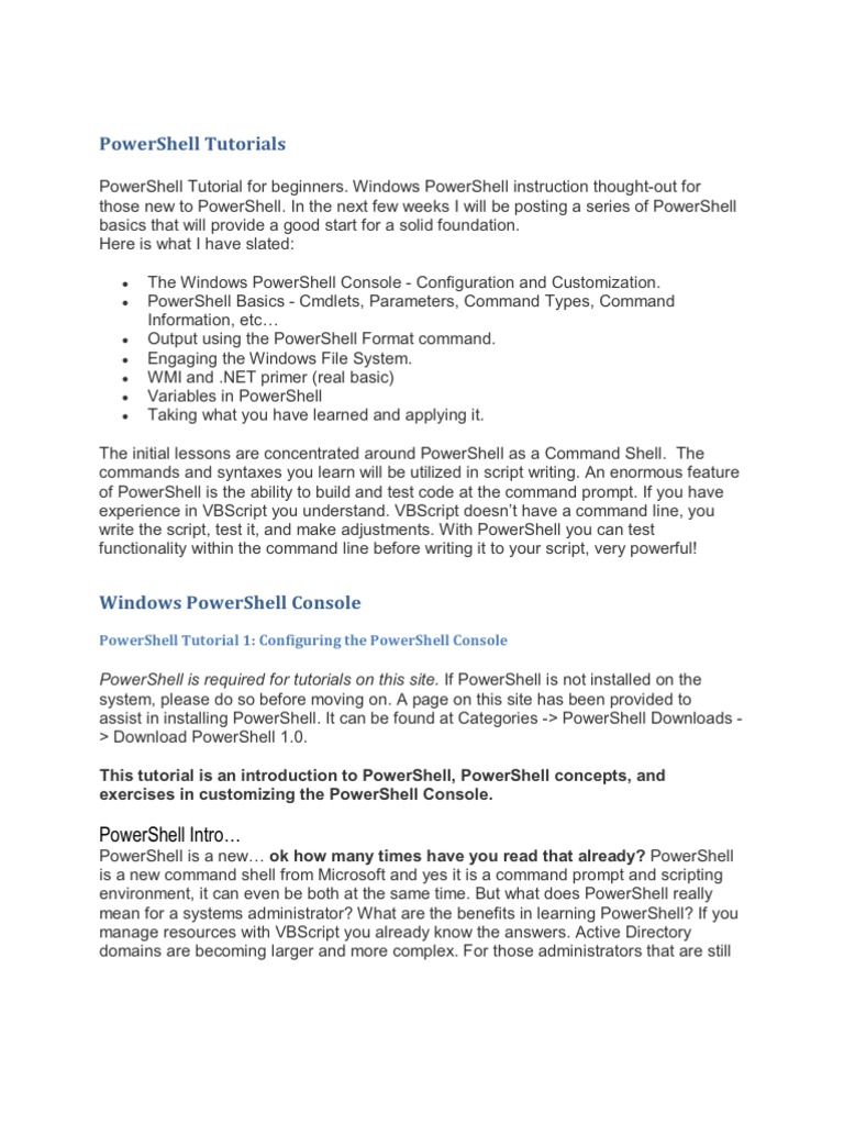 PowerShell Tutorials | PDF | Command Line Interface | Windows Registry