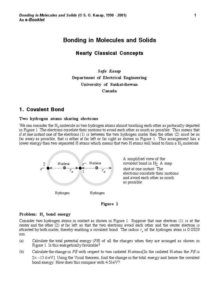 Bonding in Molecules and Solids: Nearly Classical Concepts | PDF ...