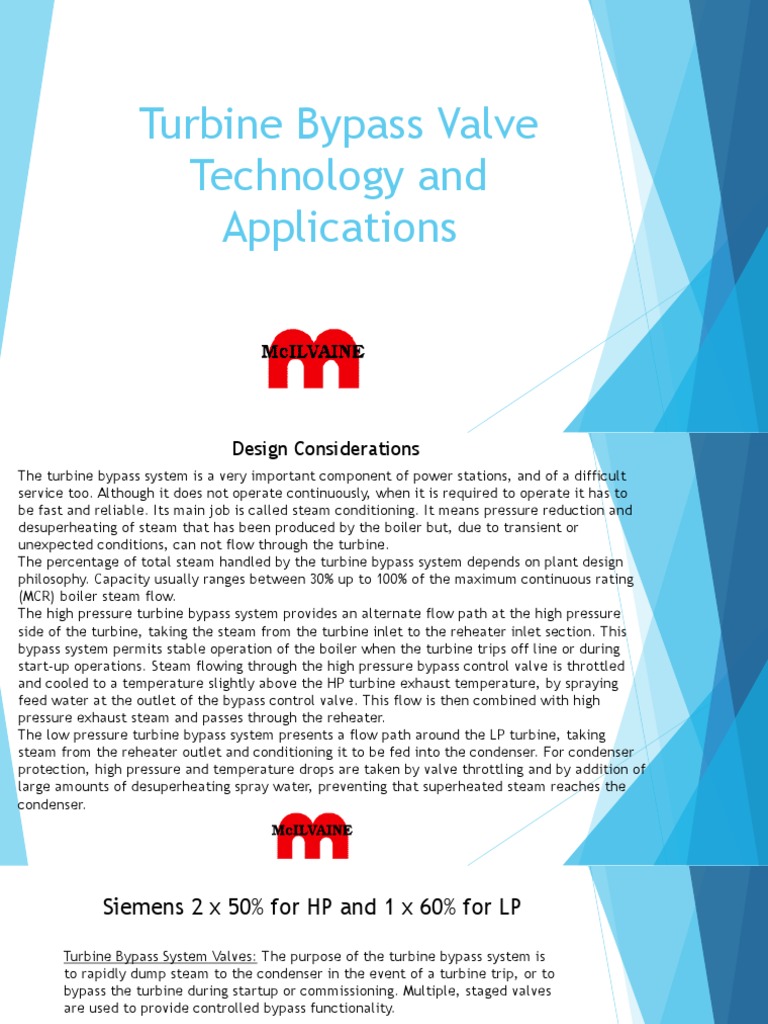 Turbine Bypass Valve Technology And Applications Pdf Valve Boiler