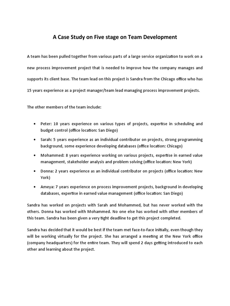 A Case Study On Five Stage On Team Development | PDF | Cognition ...