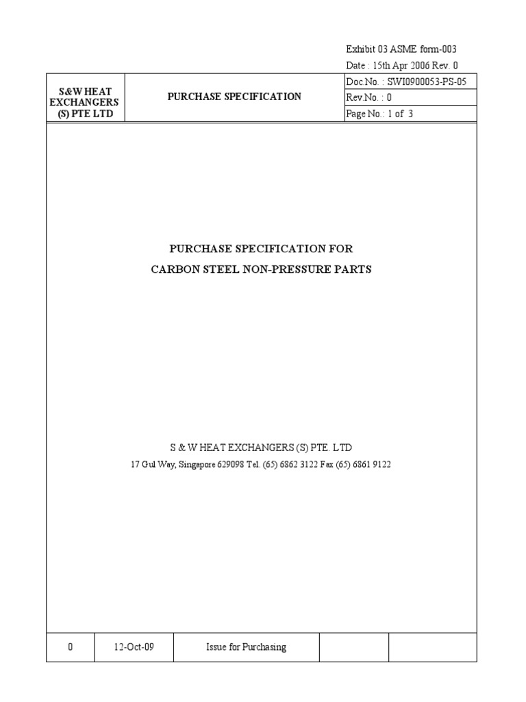 Purchase Spec. For Plates (Sa36) | PDF | Specification (Technical ...