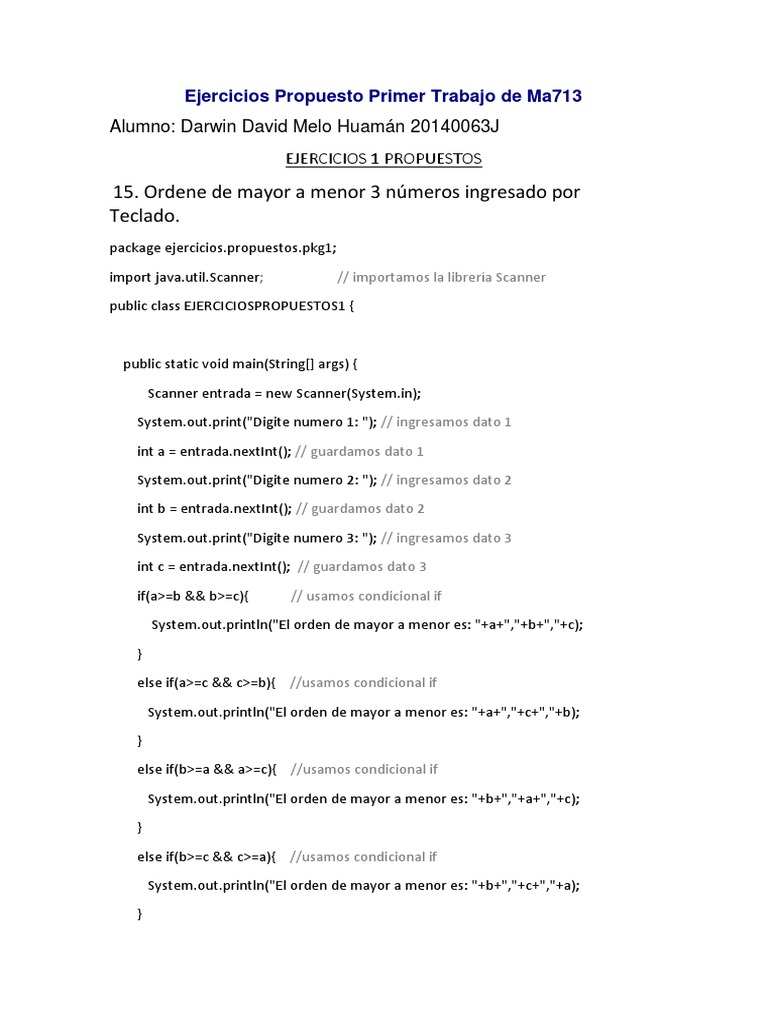 Ejercicios Propuestos Primer Trabajo de MA713 PDF | PDF | Programación de computadoras ...