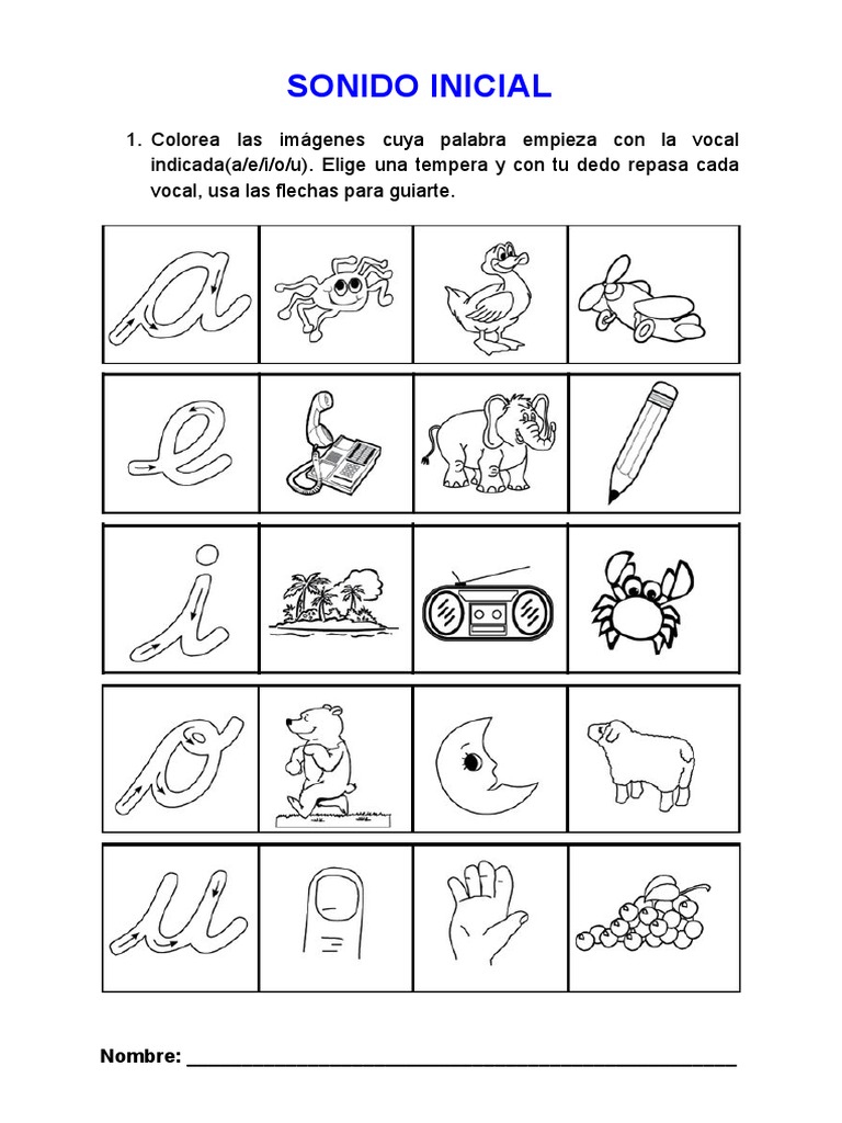 Hojas De Trabajo Imprimibles Gratuitas Sobre Sonidos Iniciales 50+
