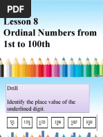 Detailed Lesson Plan in Teaching Grade 3 Mathematics - Ordinal Numbers ...