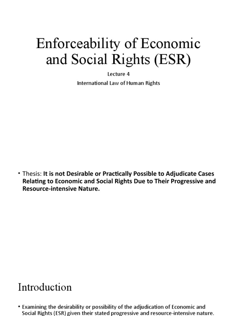 Enforceability of Economic and Social Rights (ESR) | PDF | Human Rights ...