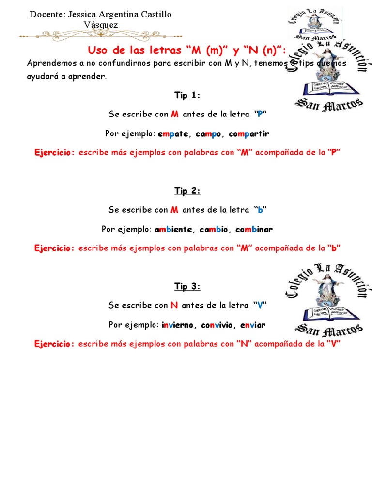 Uso de M y N en palabras específicas | PDF