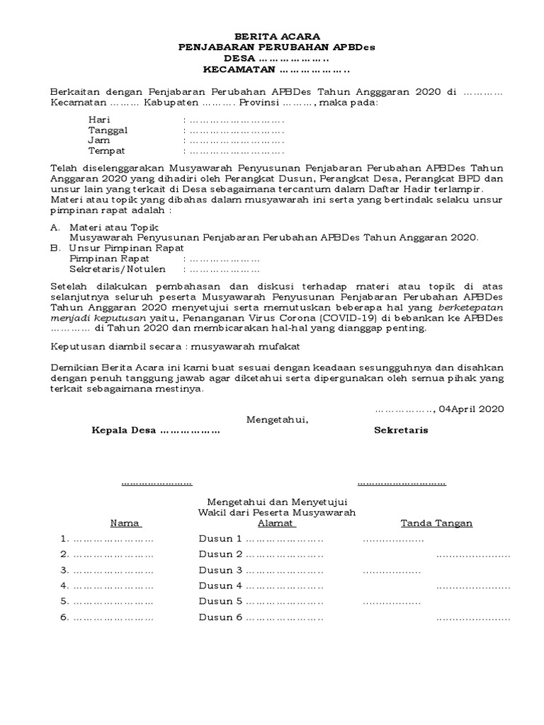 Contoh Berita Acara PKH | PDF