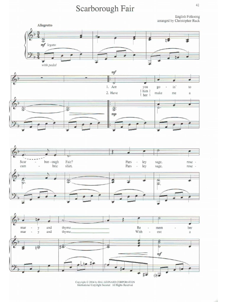 Scarborough Fair Sheet Music | PDF