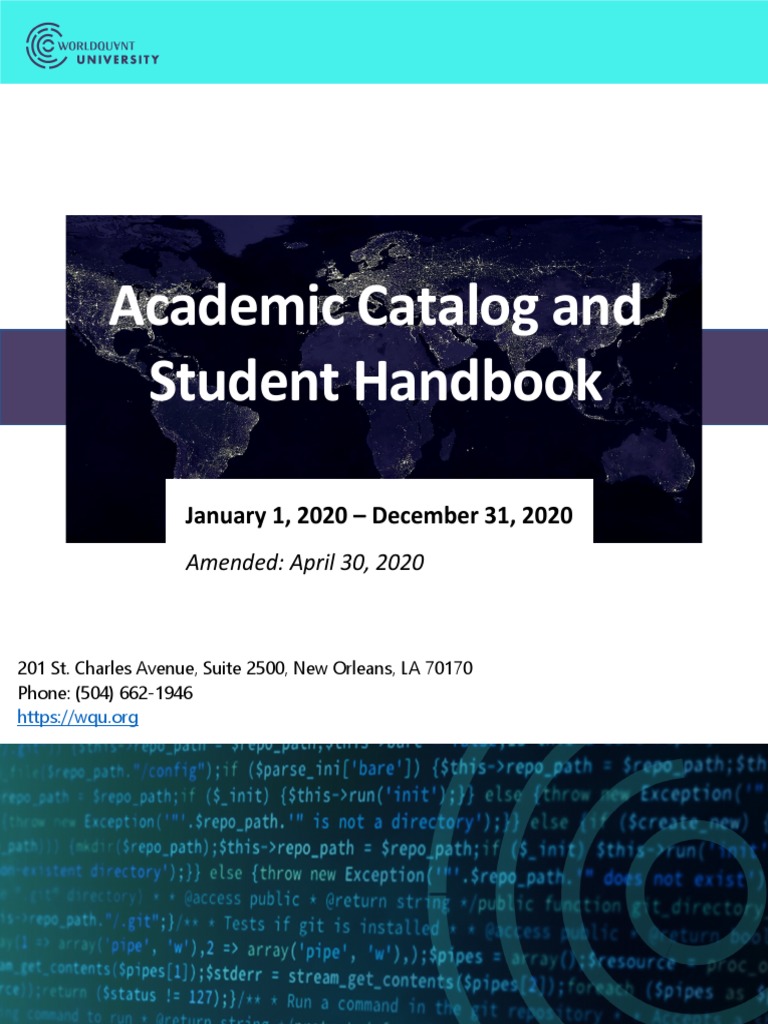 Updates to WQU Academic Catalog 2020 | PDF | Test Of English As A ...