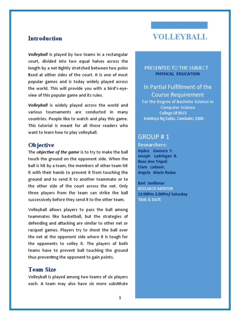 Volleyball Research | PDF | Volleyball | Team Sports