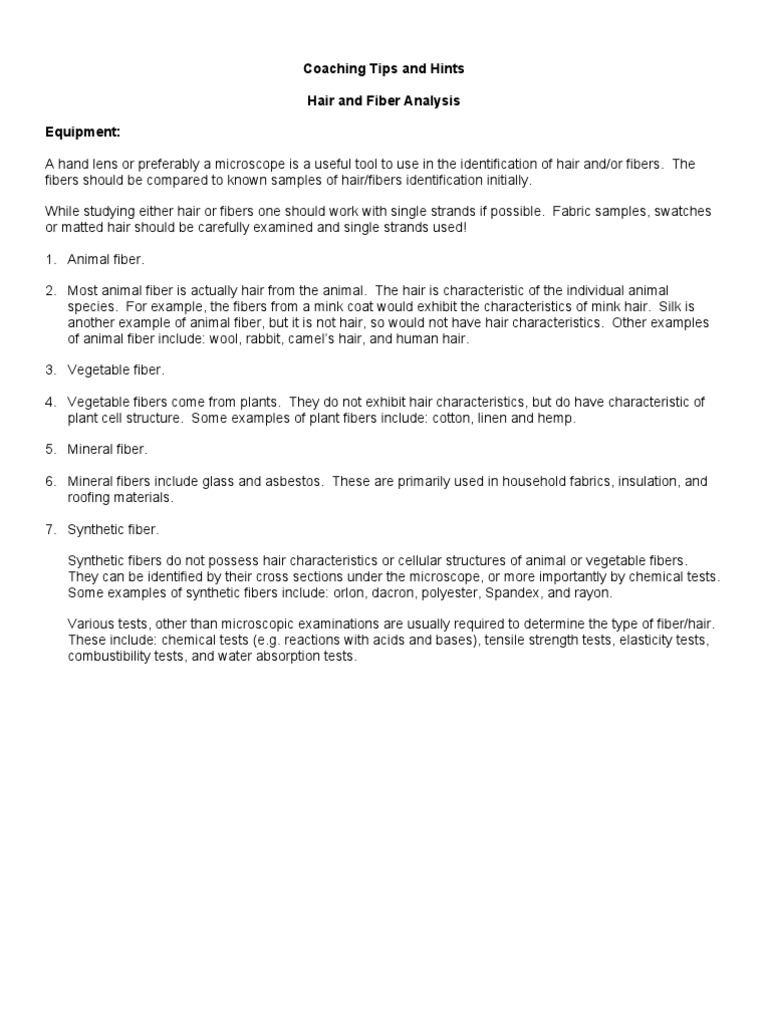 Forensics-Hair+and+Fiber+Analysis_Lab | Textiles | Fibers