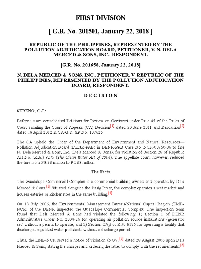 DENR Violation Case: Dela Merced & Sons | PDF | Constitutionality ...