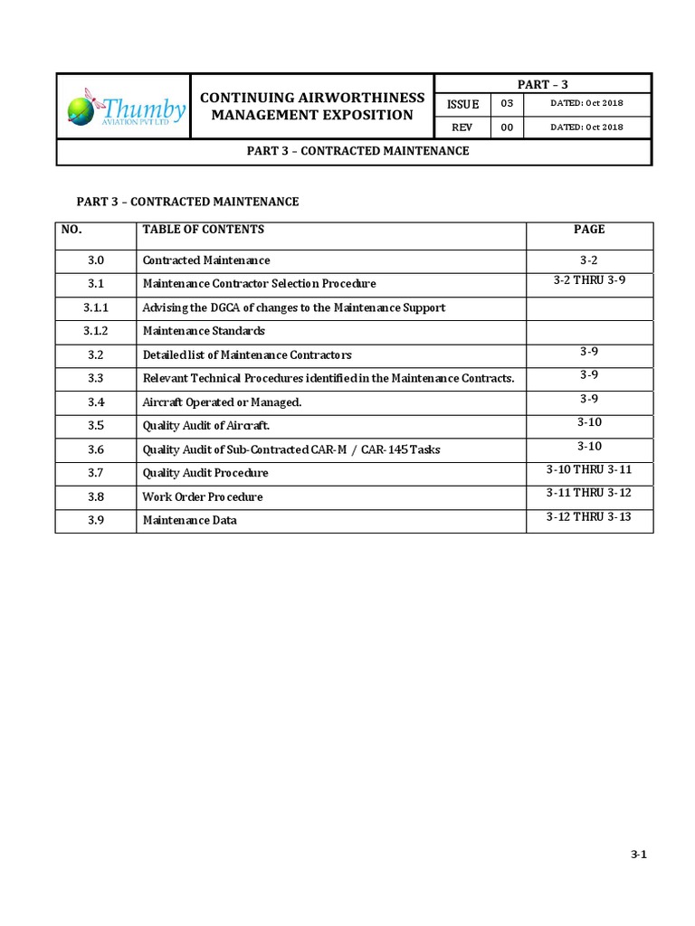 Contracted Aircraft Maintenance Procedures and Quality Assurance ...