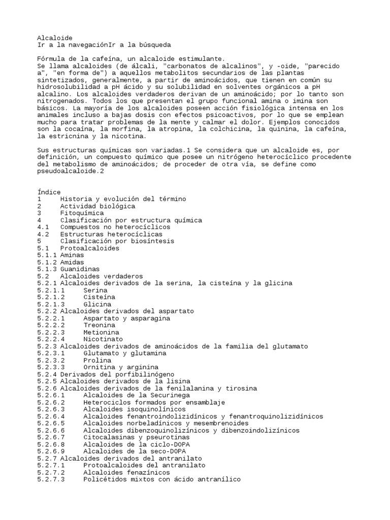 Alcaloides | PDF | Alcaloide | Productos naturales